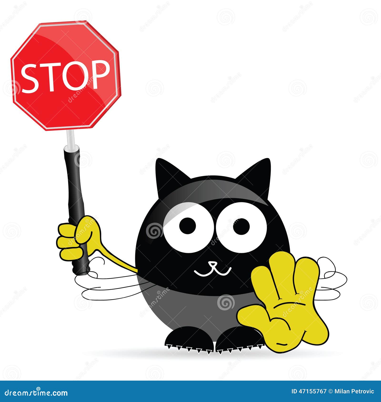 Sweet and Cute Cat with Sign Stop Vector Stock Vector - Illustration of ...