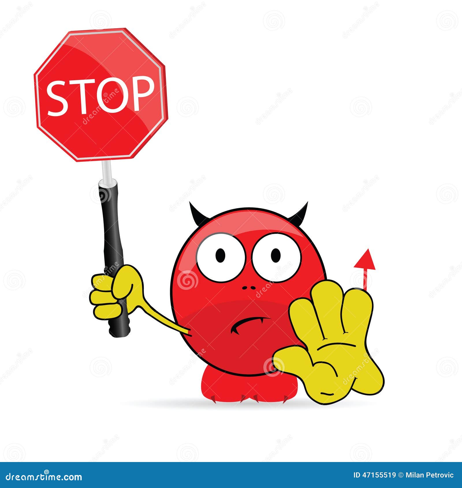 Sweet and Cute Devil with Sign Stop Vector Stock Vector - Illustration ...