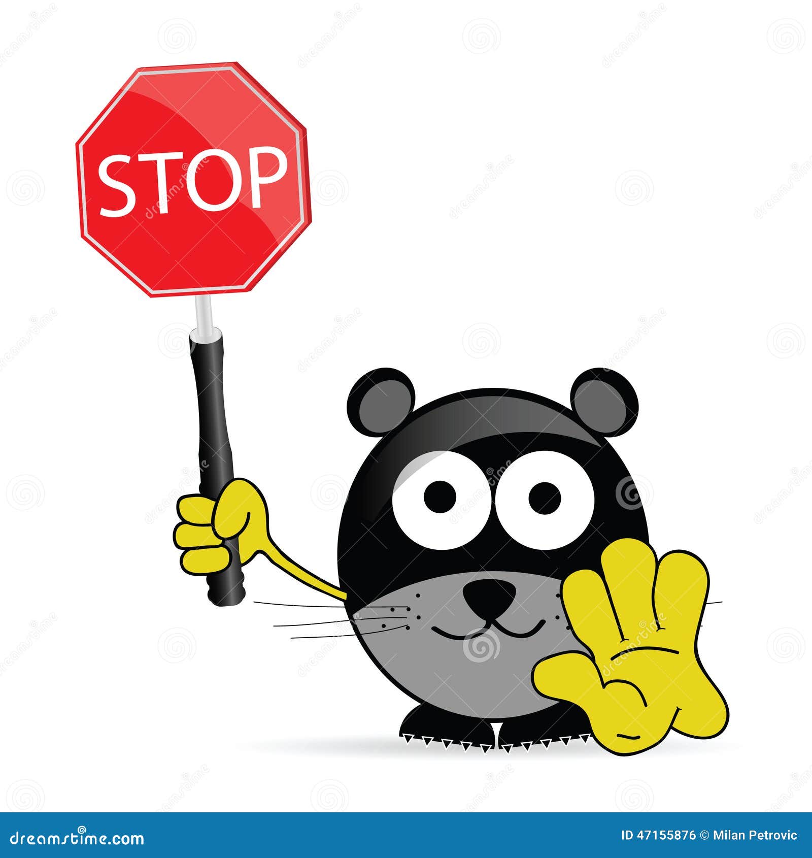 Sweet and Cute Mouse with Sign Stop Vector Stock Vector - Illustration ...