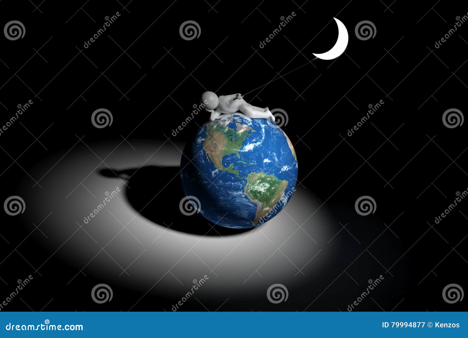 Sweet 3d Human Hold the Moon - North and South America Version Stock ...