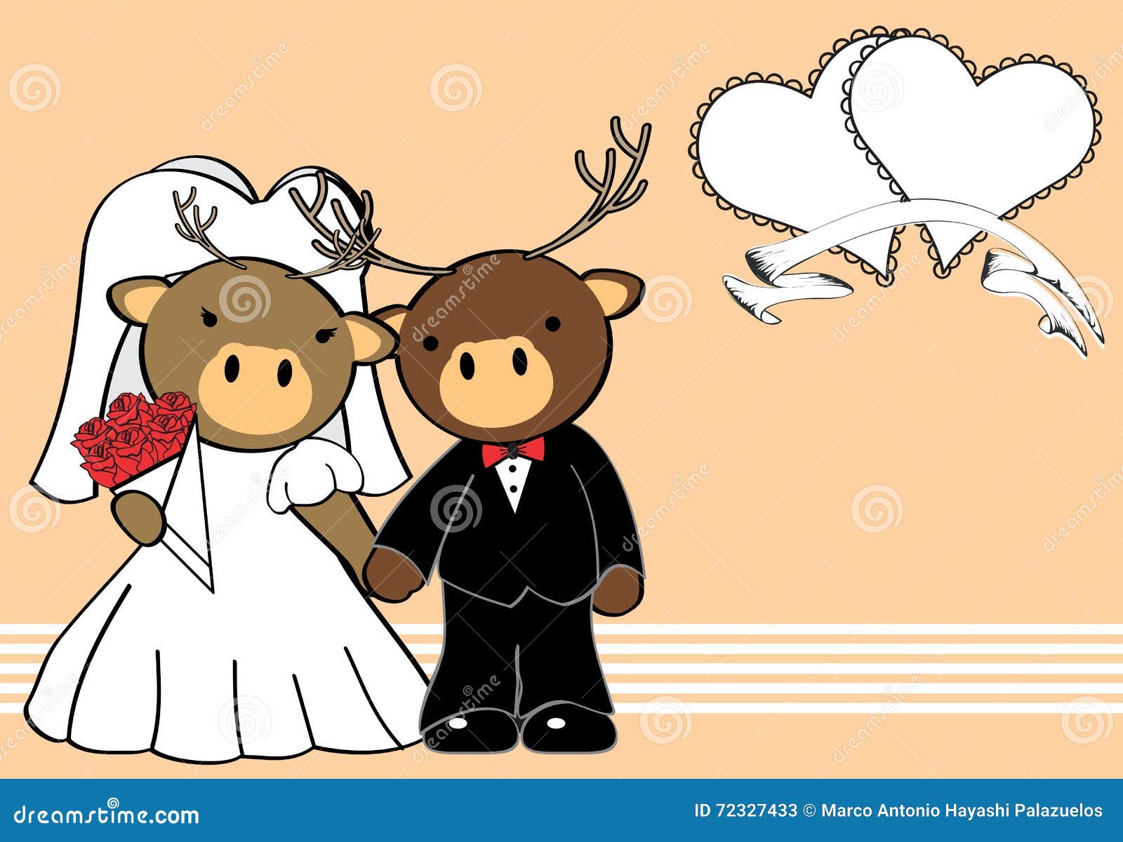 Sweet Deer Married Cartoon Background | CartoonDealer.com #72327433