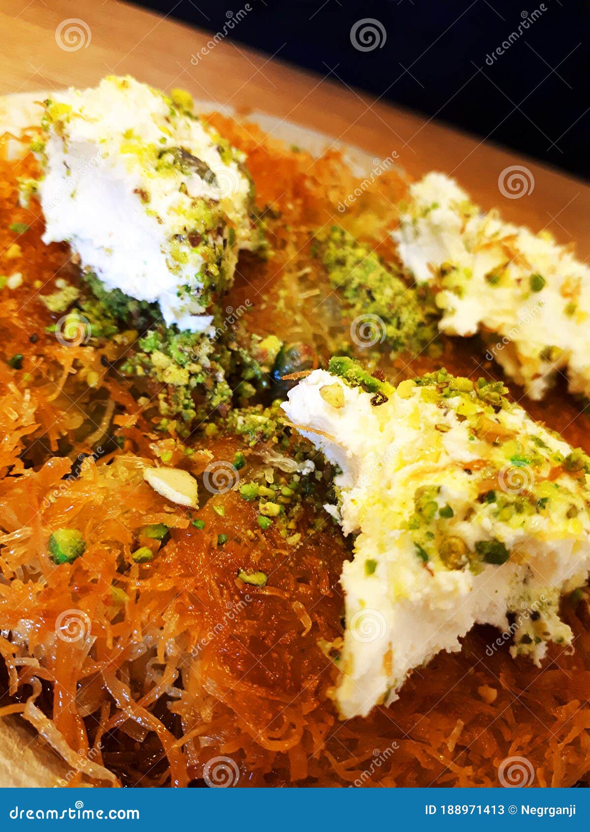 A Sweet and Delicious Turkish Dessert Called Kunafa Stock Image - Image ...