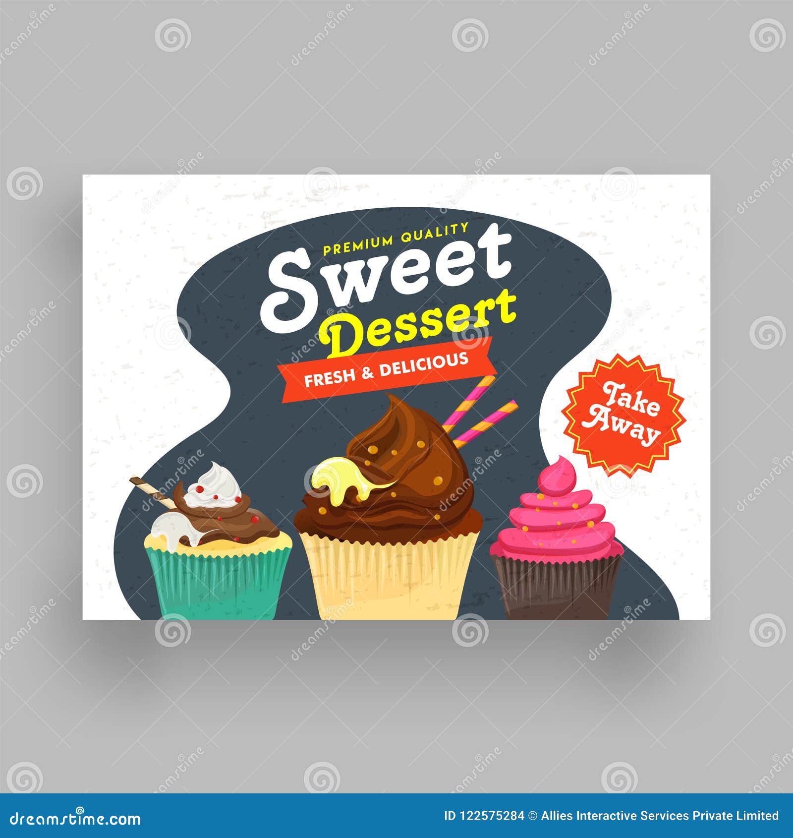Sweet Dessert Flyer Design with Illustration of Sweets and Cupcakes ...