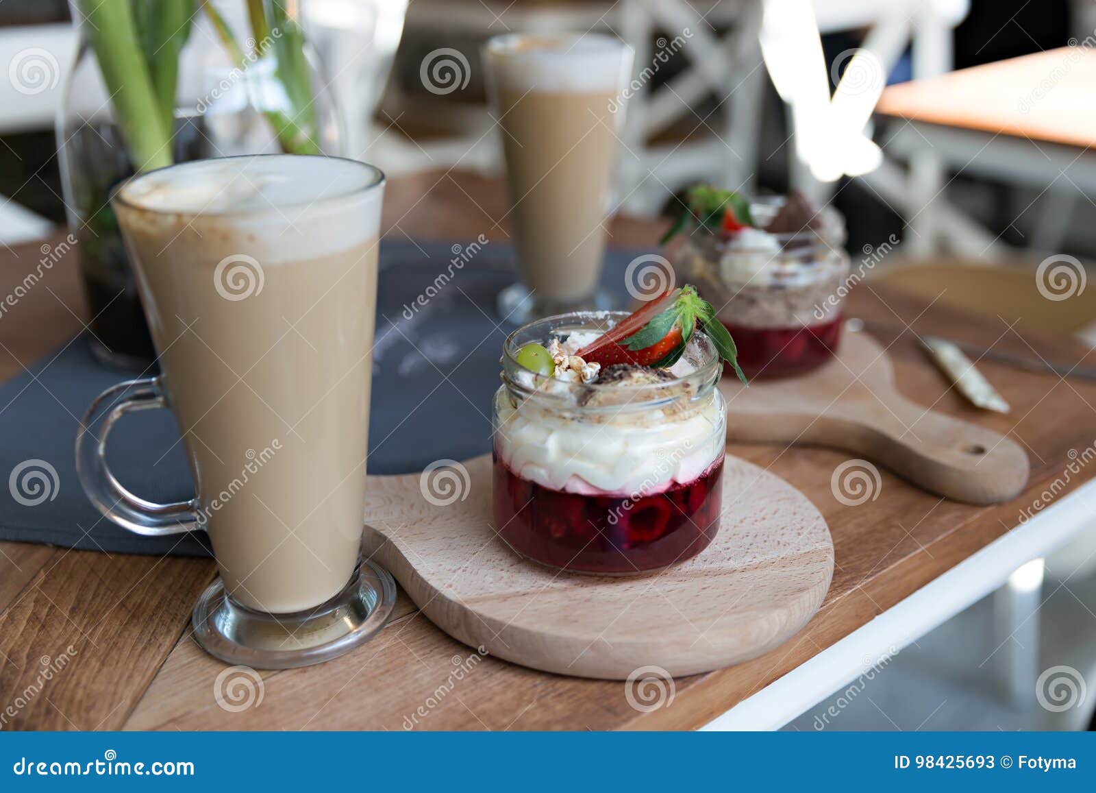 Dessert and coffee stock image. Image of cream, break - 98425693