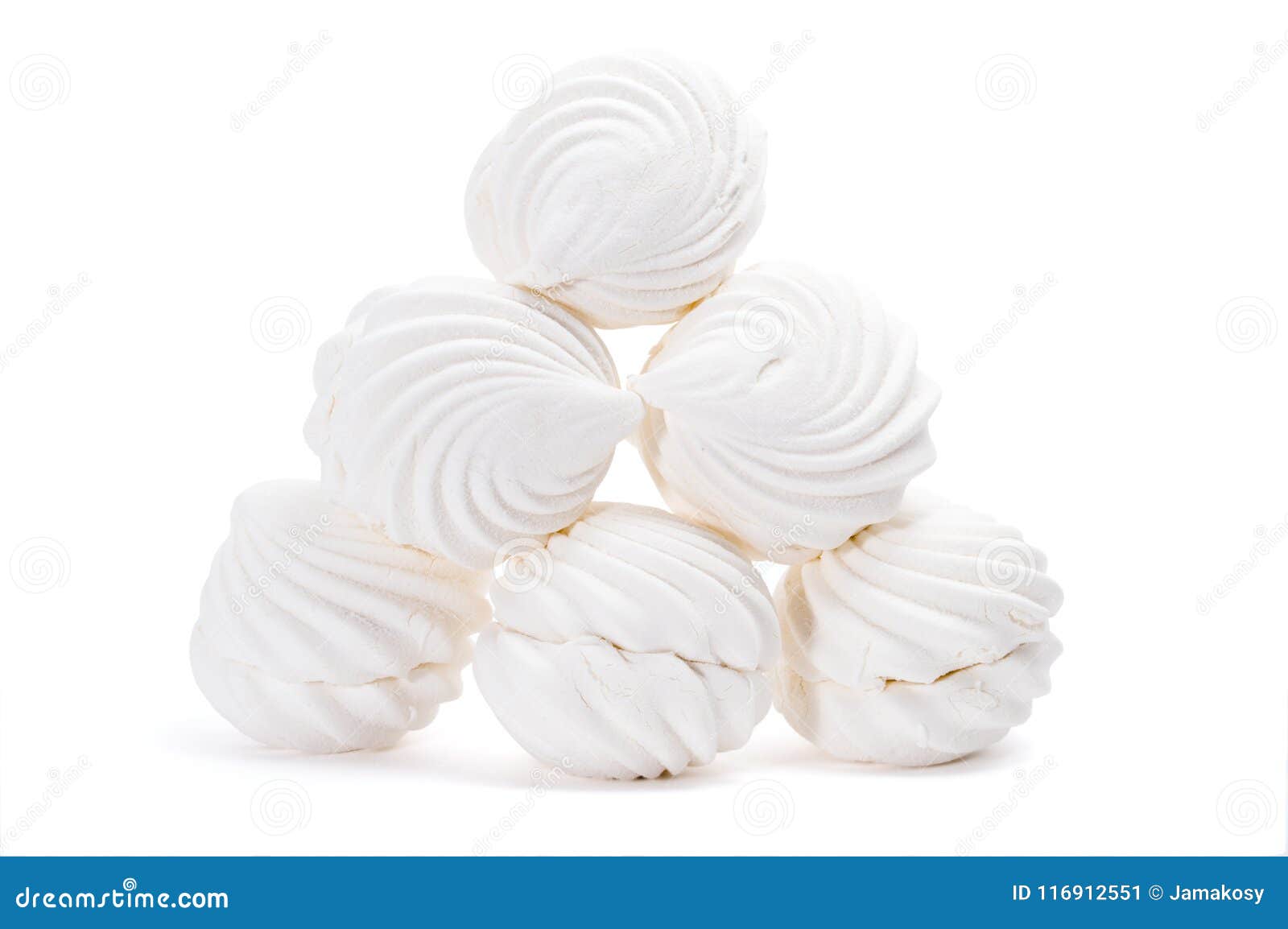 Sweet Dessert Group of Zephyr Marshmallows Isolated on White Background ...