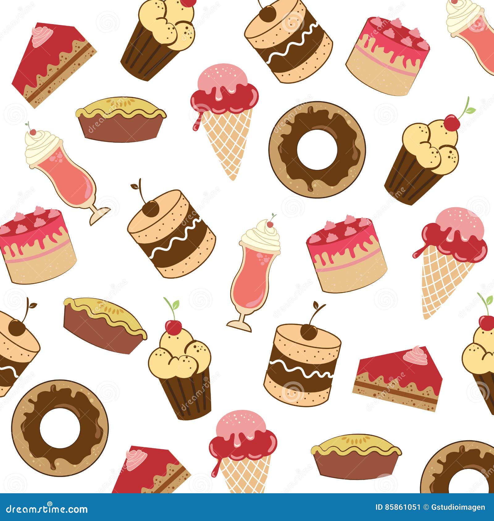 Sweet Dessert Pattern Background Stock Vector - Illustration of cute ...
