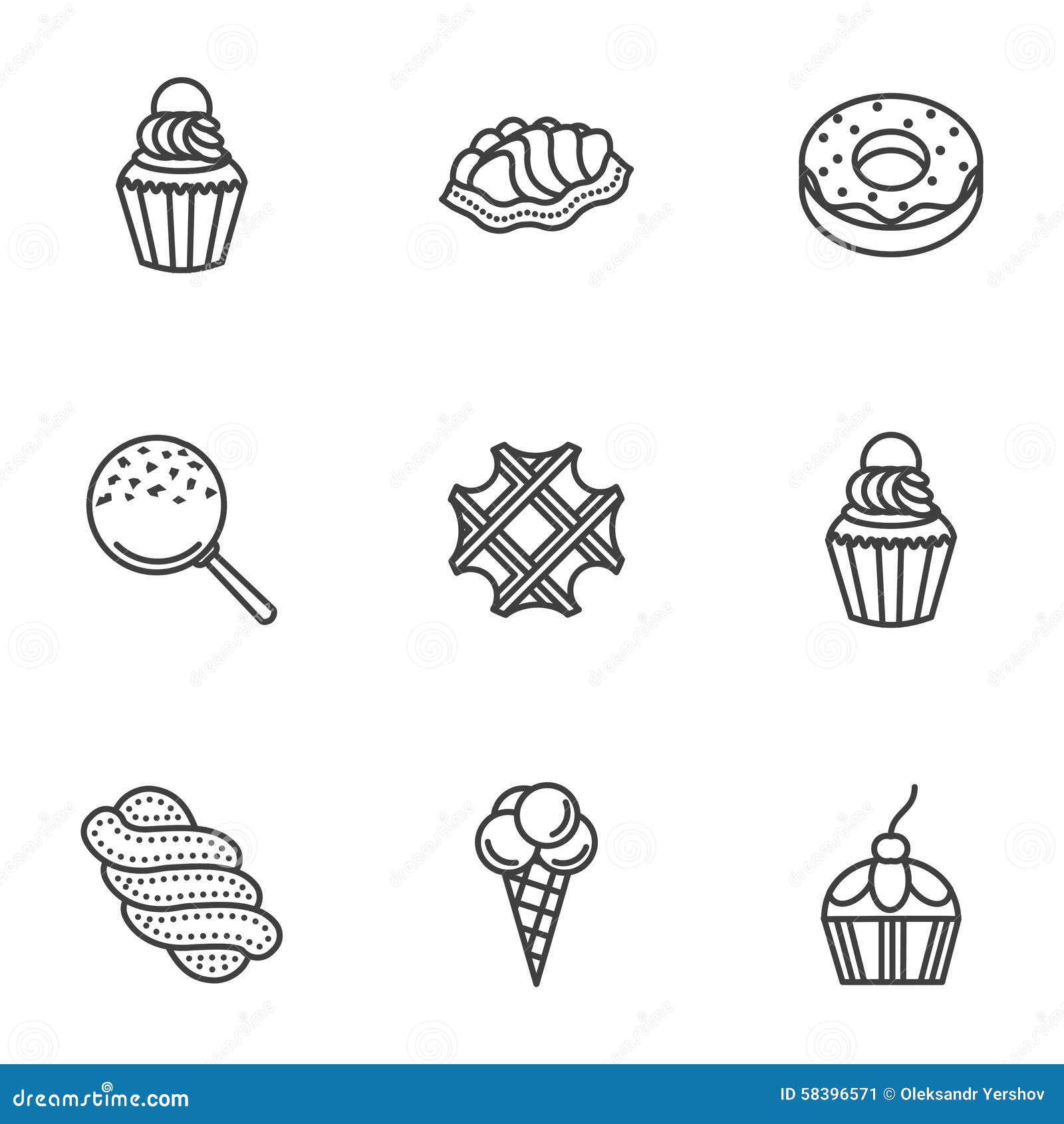 Sweet desserts line icons stock illustration. Illustration of baking ...
