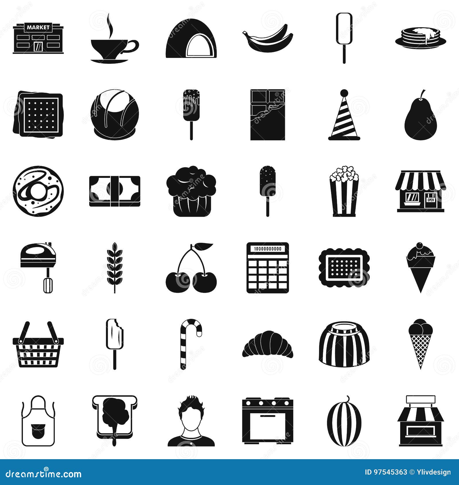 Sweet Dish Icons Set, Simple Style Stock Vector - Illustration of mixer ...