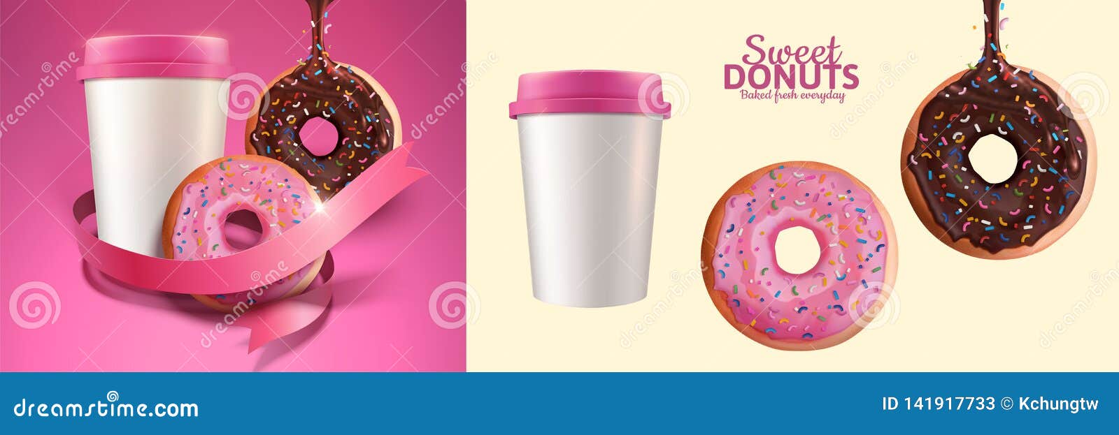 Sweet Donut and Take Out Coffee Stock Vector - Illustration of ...