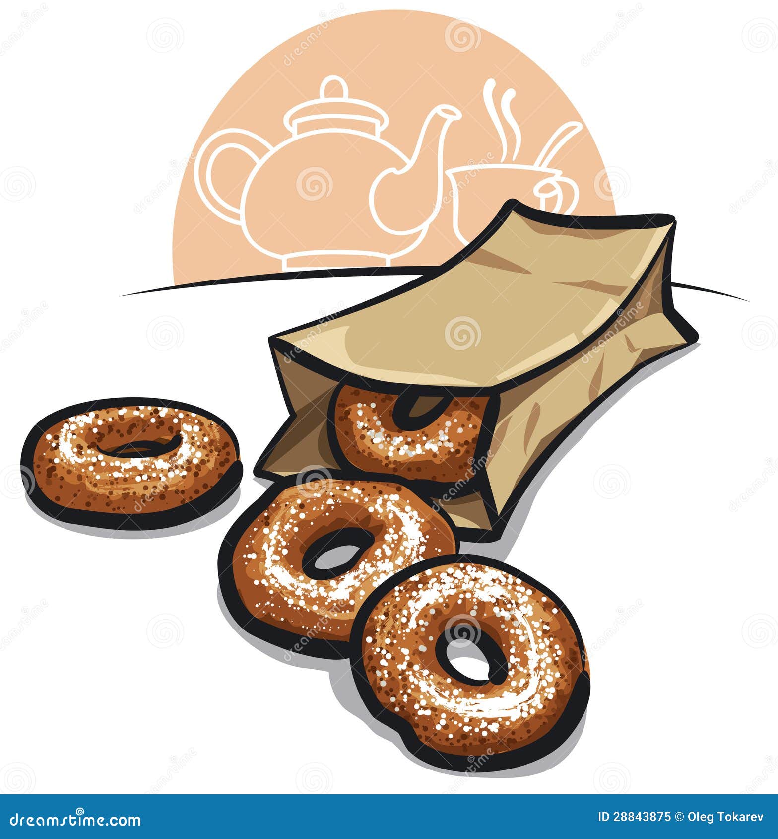 Sweet donuts with powder stock illustration. Illustration of powder ...