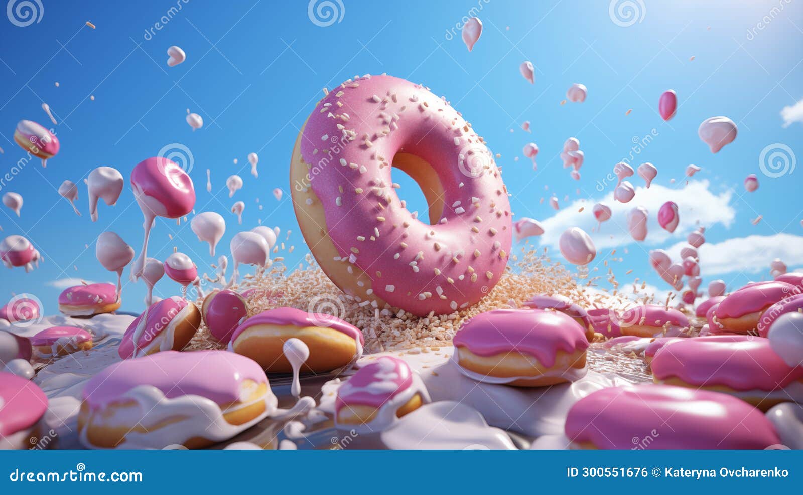 Sweet Donuts with Sprinkles Falling Stock Illustration - Illustration ...