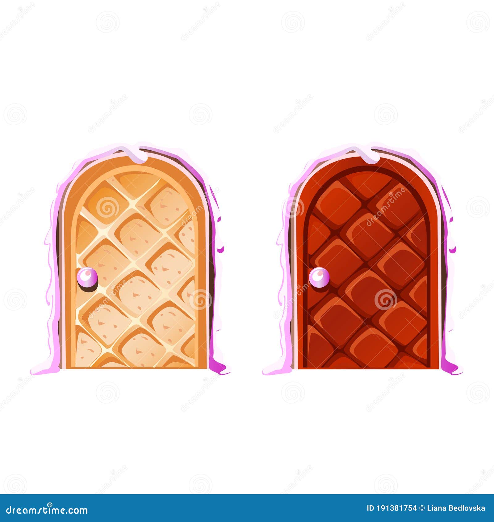Cartoon Magic Doors Made of Waffles and Chocolate Stock Vector ...