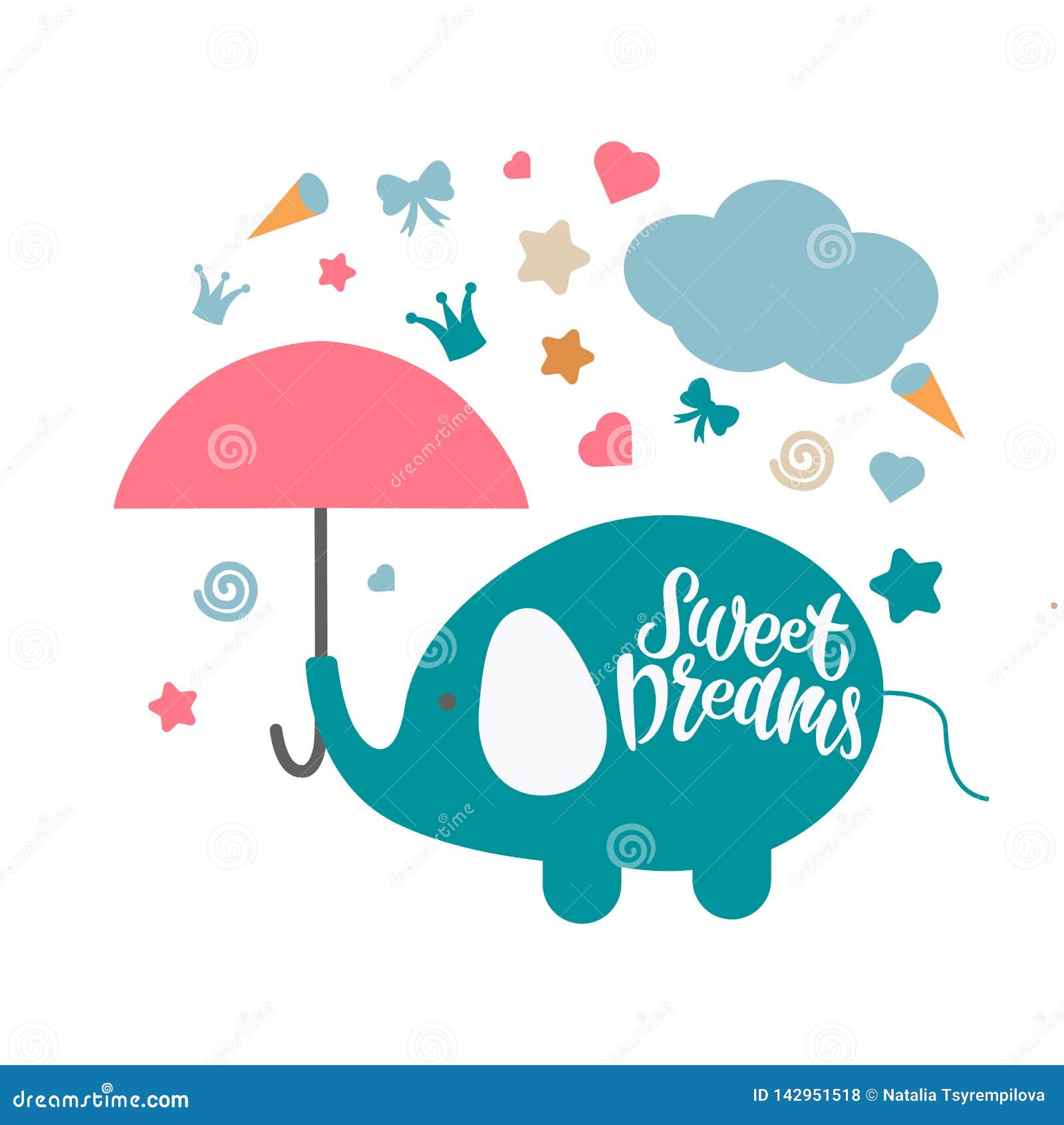 Sweet Dreams Colorful Hand Drawn Vector Illustration Stock Illustration ...