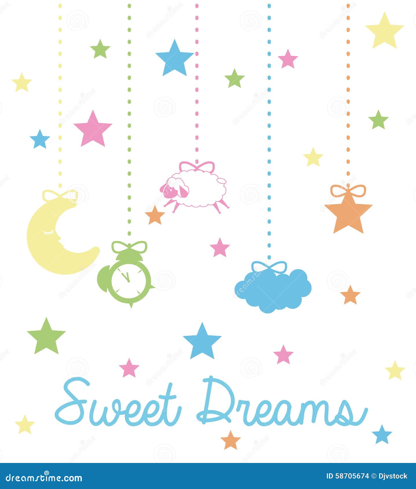 Sweet dreams design. stock vector. Illustration of graphic - 58705674