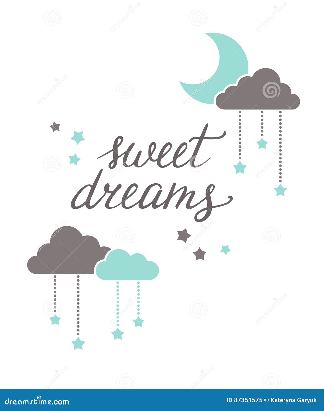 Sweet Dreams. Vector Lettering With A Silhouette Of Stars And A Unicorn ...