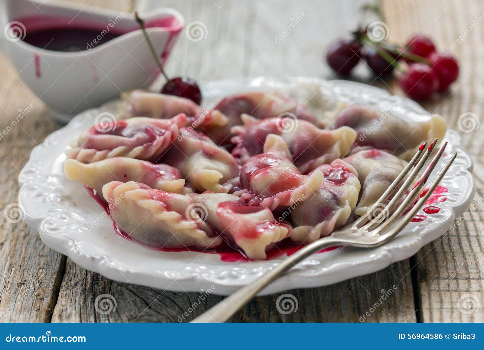 Sweet Dumplings with Cherry. Stock Photo - Image of food, dough: 56964586