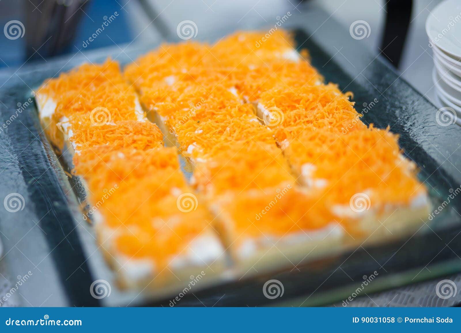 Sweet egg floss cakes stock photo. Image of restaurant - 90031058