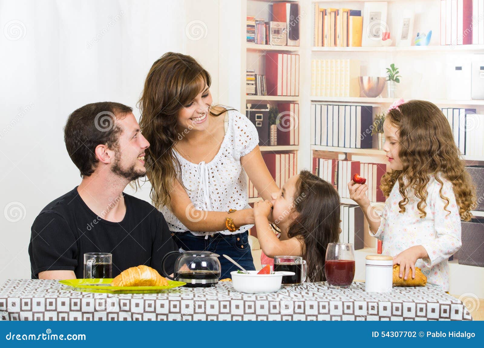 Sweet Family Spending Time Together during Stock Photo - Image of food ...