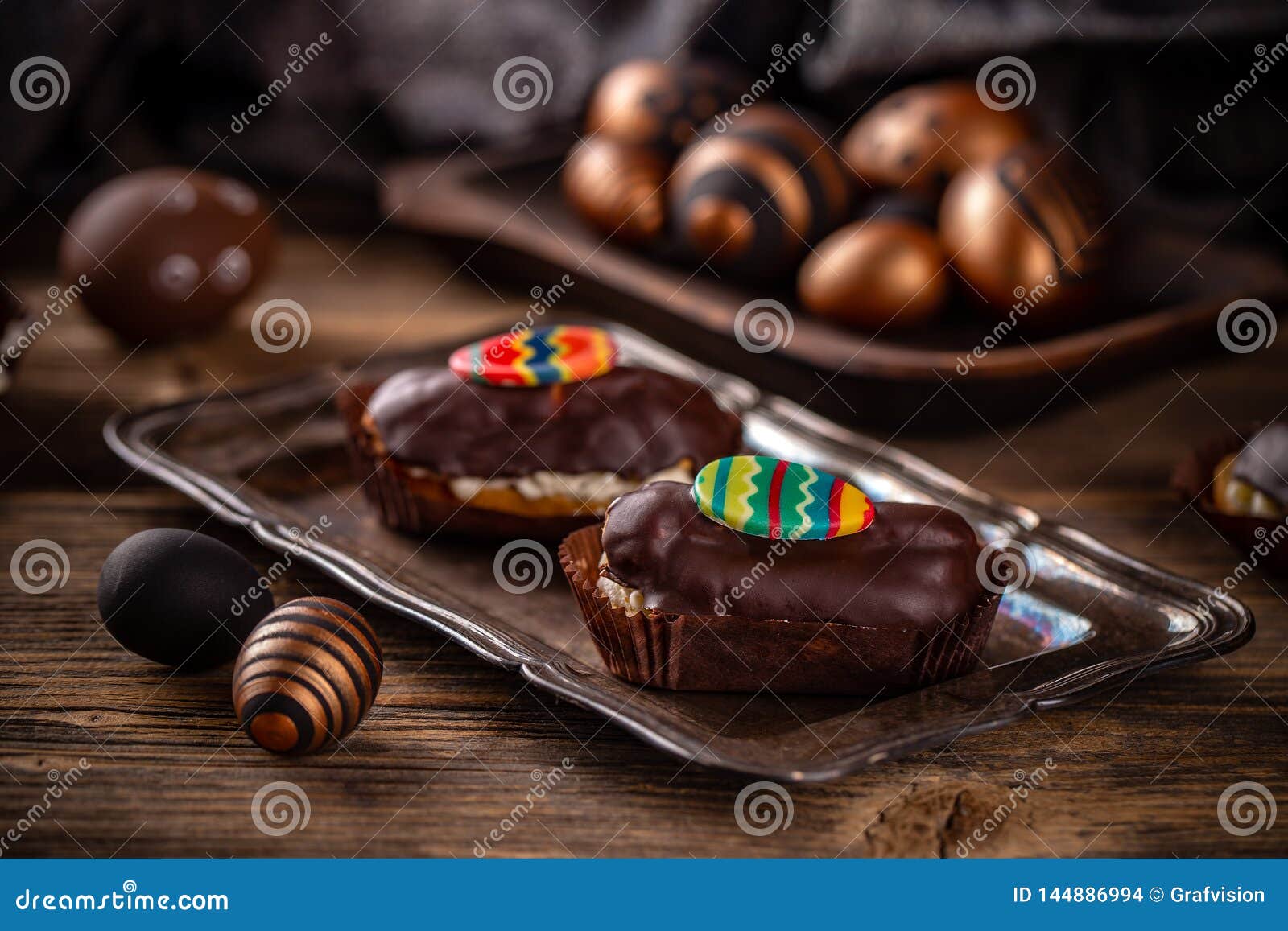 Sweet fancy cakes stock photo. Image of tray, sweet - 144886994
