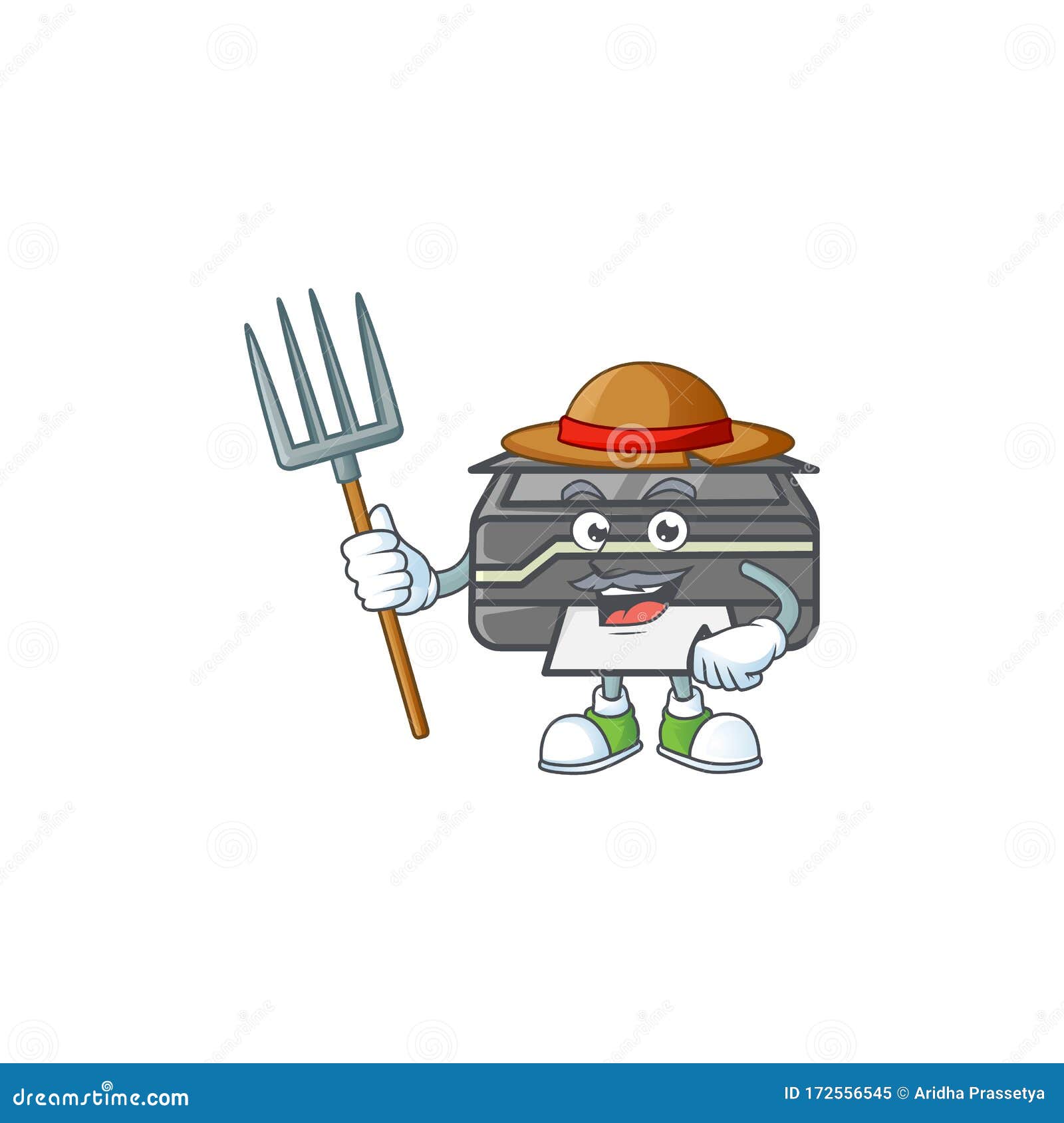 Sweet Farmer Printer Cartoon Mascot with Hat and Tools Stock Vector ...
