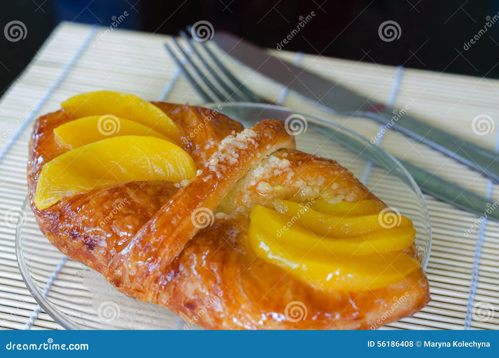Sweet Flaky Pastry with Mango Stock Photo - Image of dish, icing: 56186408