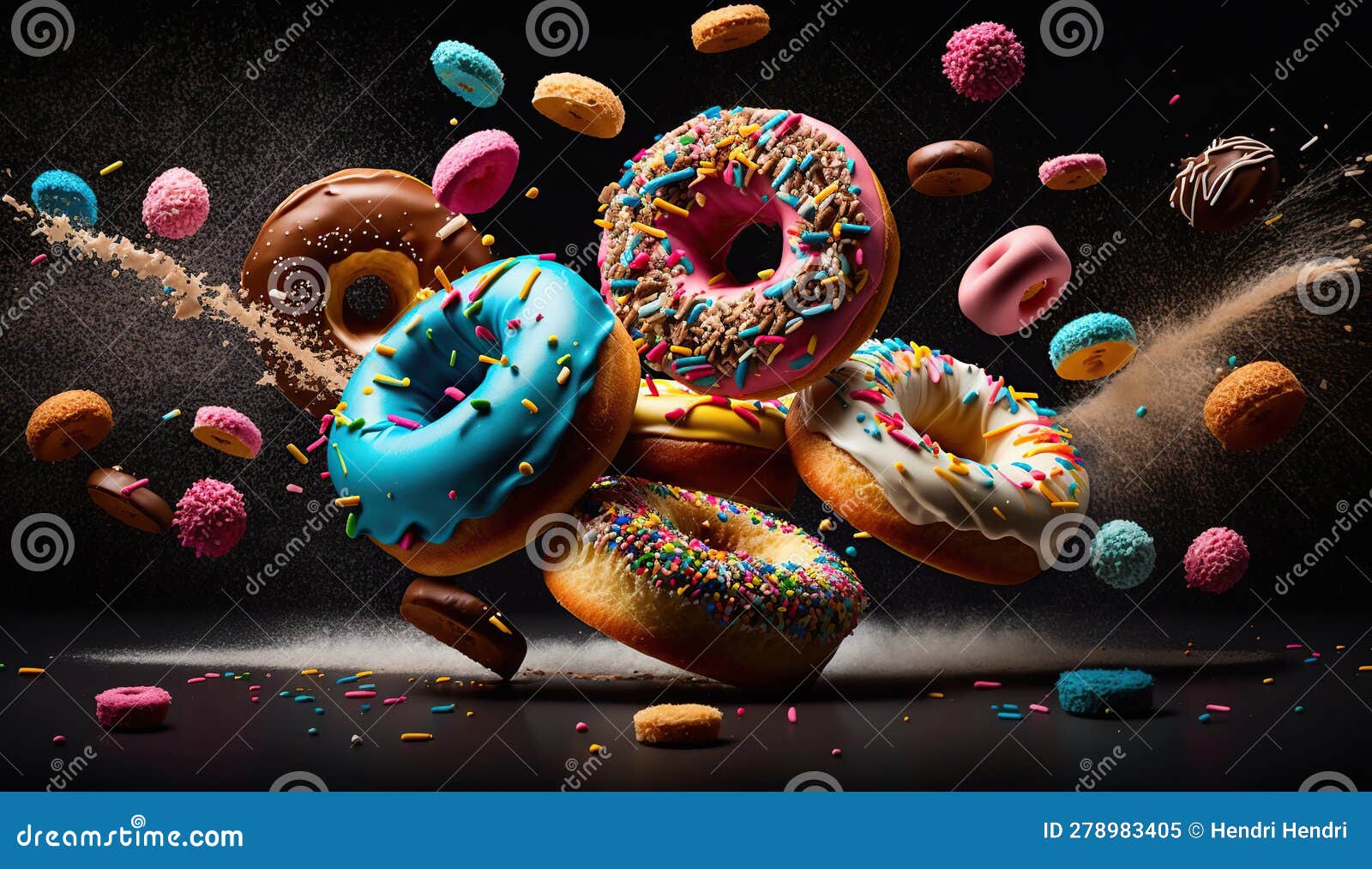 Sweet Food Background. Set of Different Glazed Donuts Stock ...