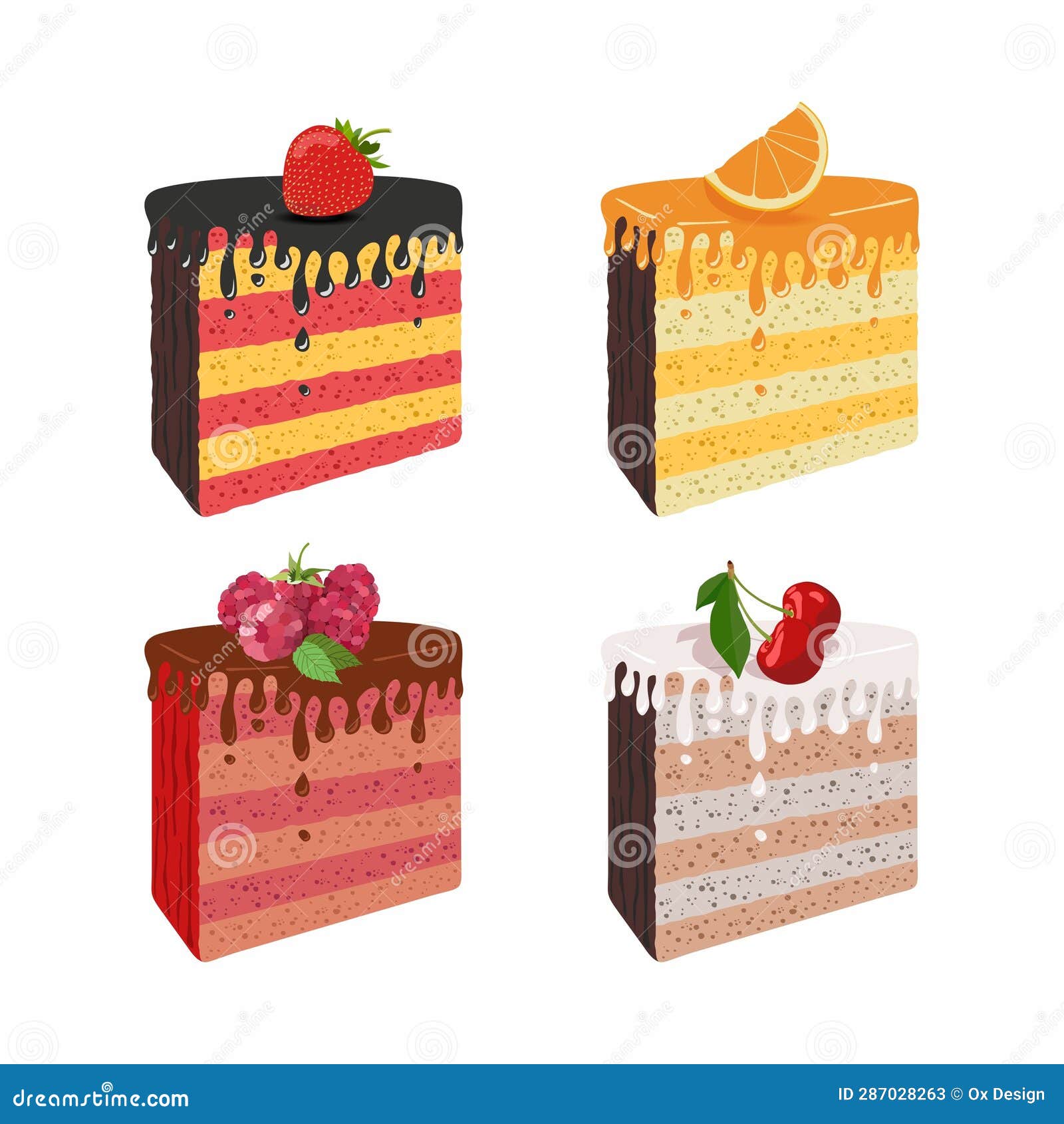 Sweet Food. Cakes Set, Realistic Vector Icon Collection Stock Vector ...