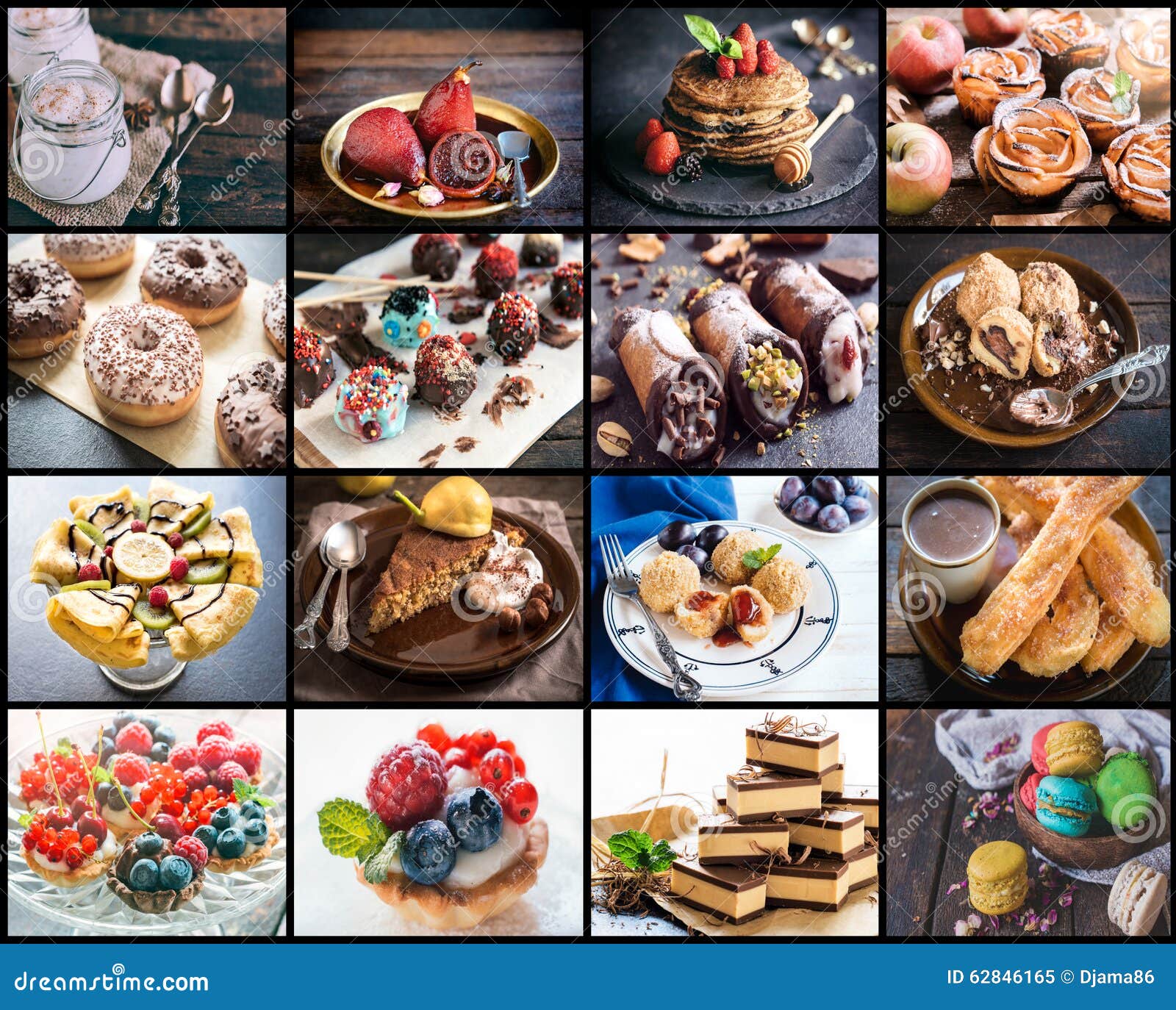 Sweet food collage stock image. Image of macaroons, collage - 62846165