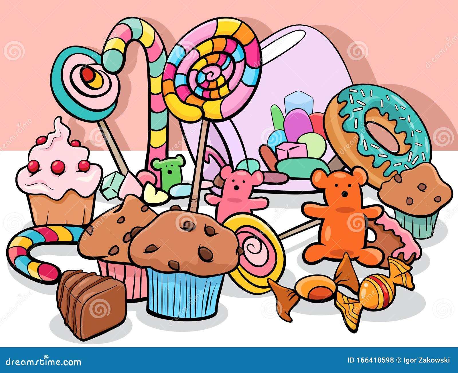 Sweet Food Objects Group Cartoon Illustration Stock Vector ...