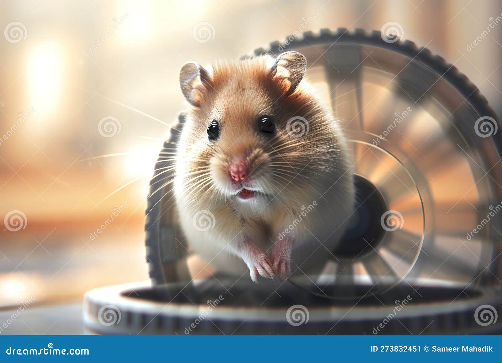 A Sweet and Friendly Hamster in Its Wheel. Generative AI Stock ...