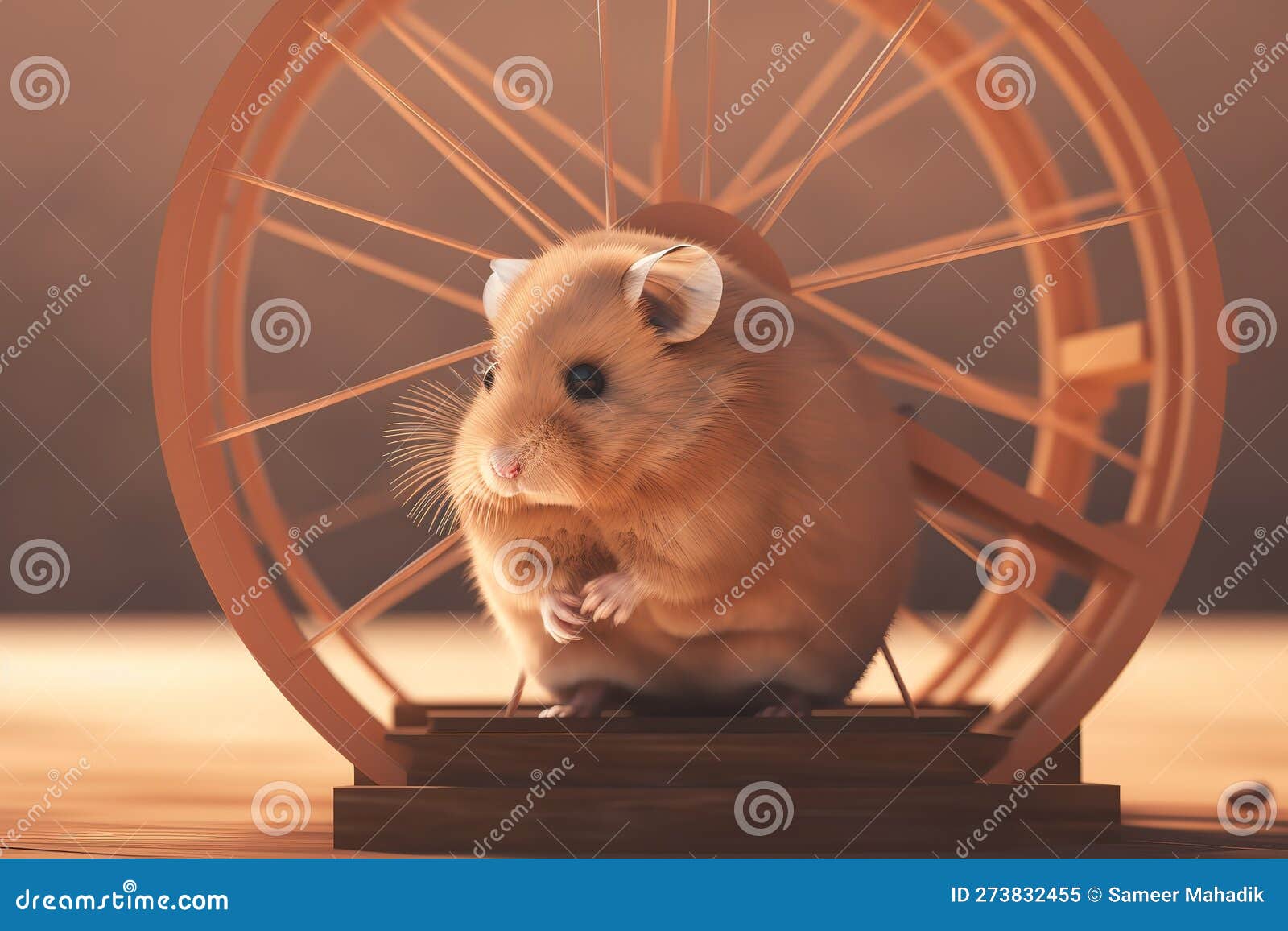 A Sweet and Friendly Hamster in Its Wheel. Generative AI Stock ...