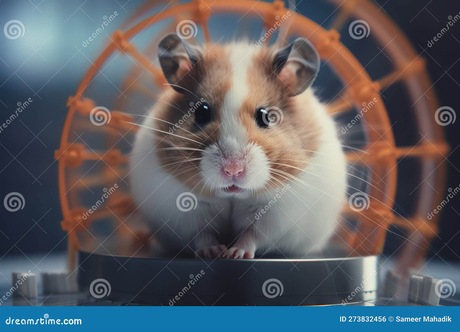 A Sweet and Friendly Hamster in Its Wheel. Generative AI Stock ...