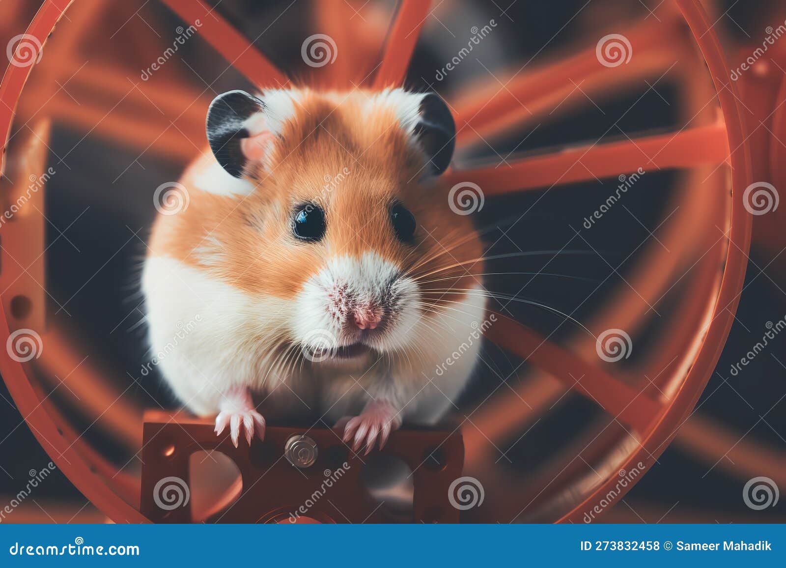 A Sweet and Friendly Hamster in Its Wheel. Generative AI Stock ...