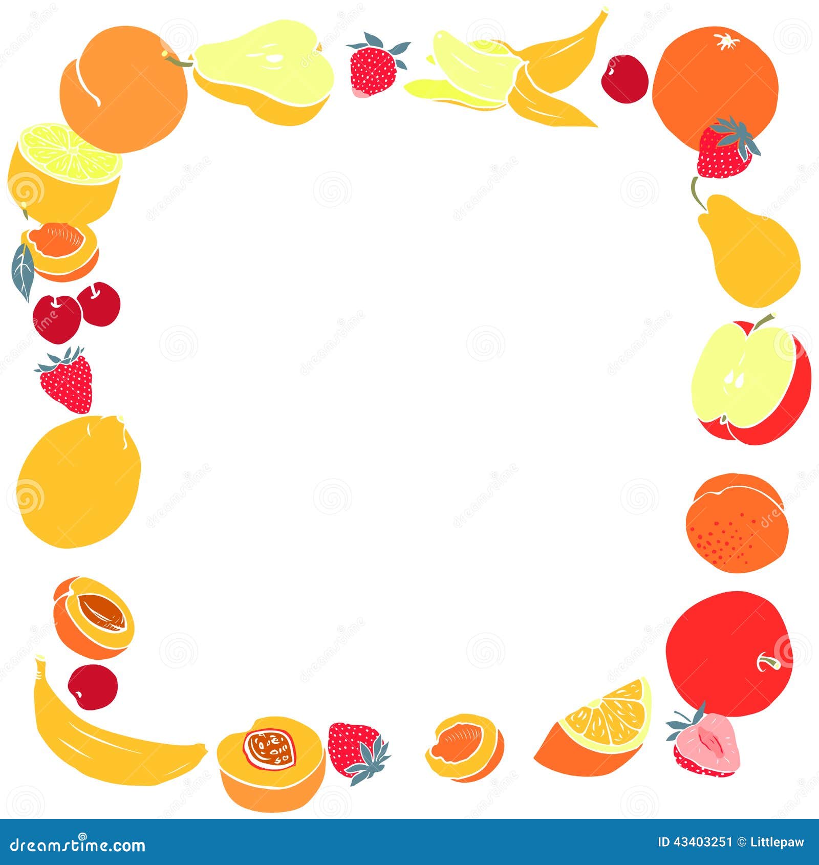Fruit Frame. Round Seasonal Fruit Border. Frame Clip Art And Business ...