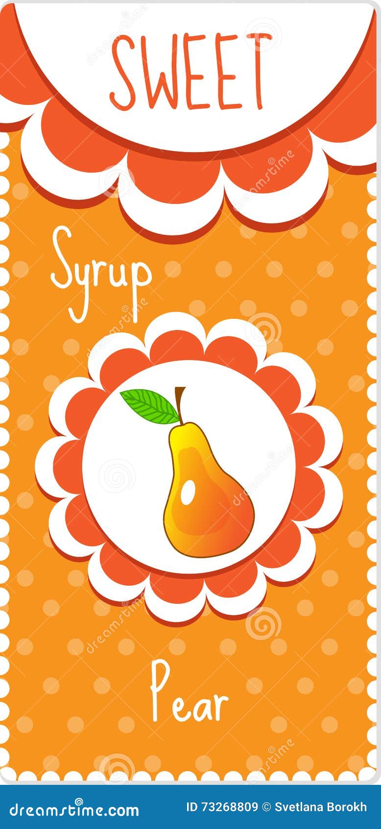 Sweet Fruit Labels for Drinks, Syrup, Jam. Pear Label. Vector ...