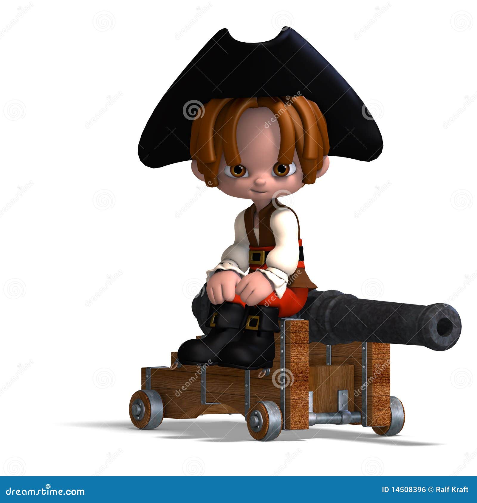 Sweet and Funny Cartoon Pirate with Hat. 3D Stock Illustration ...