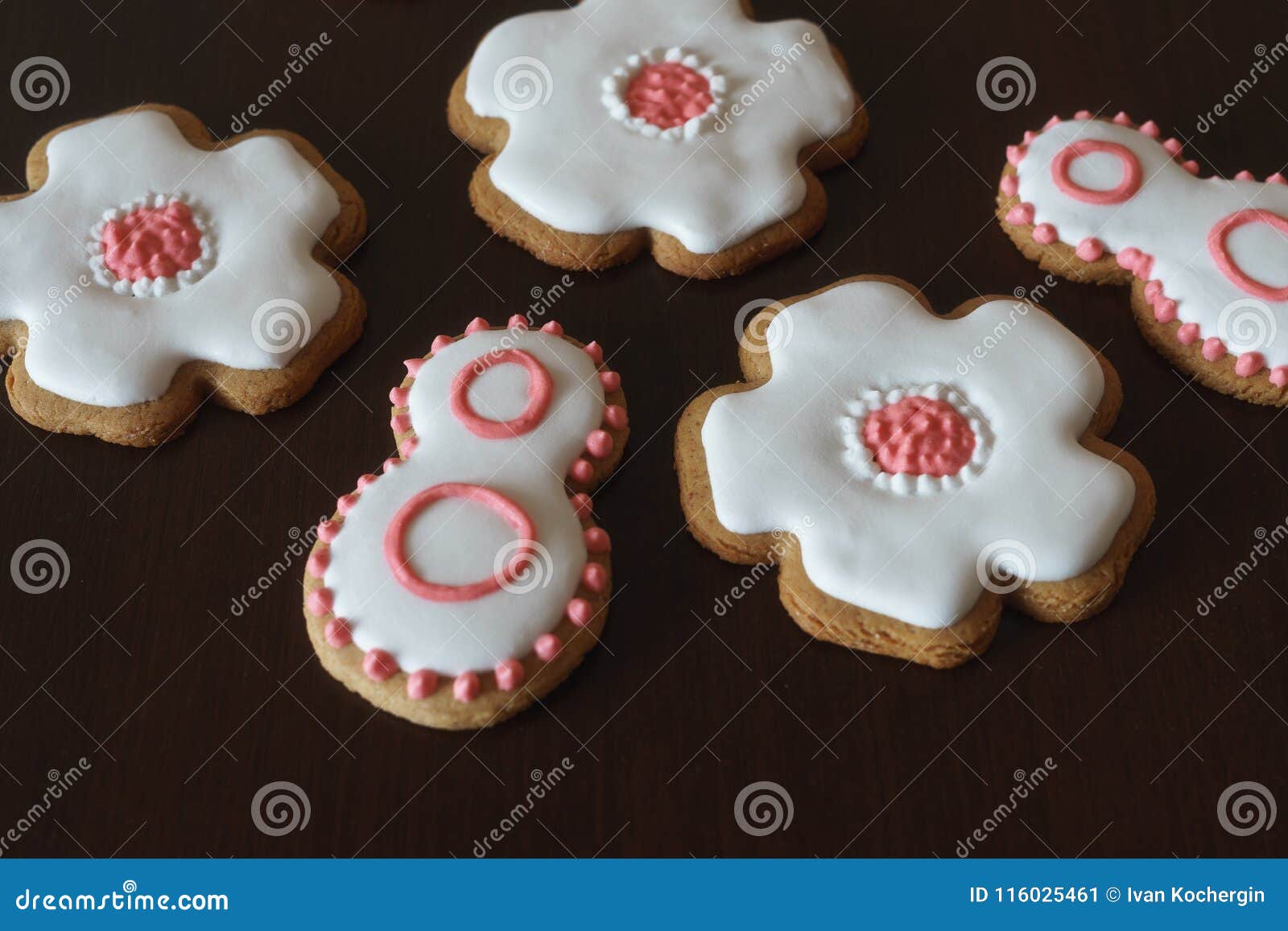 Sweet Gingerbread Cookies with White Icing Stock Image - Image of ...