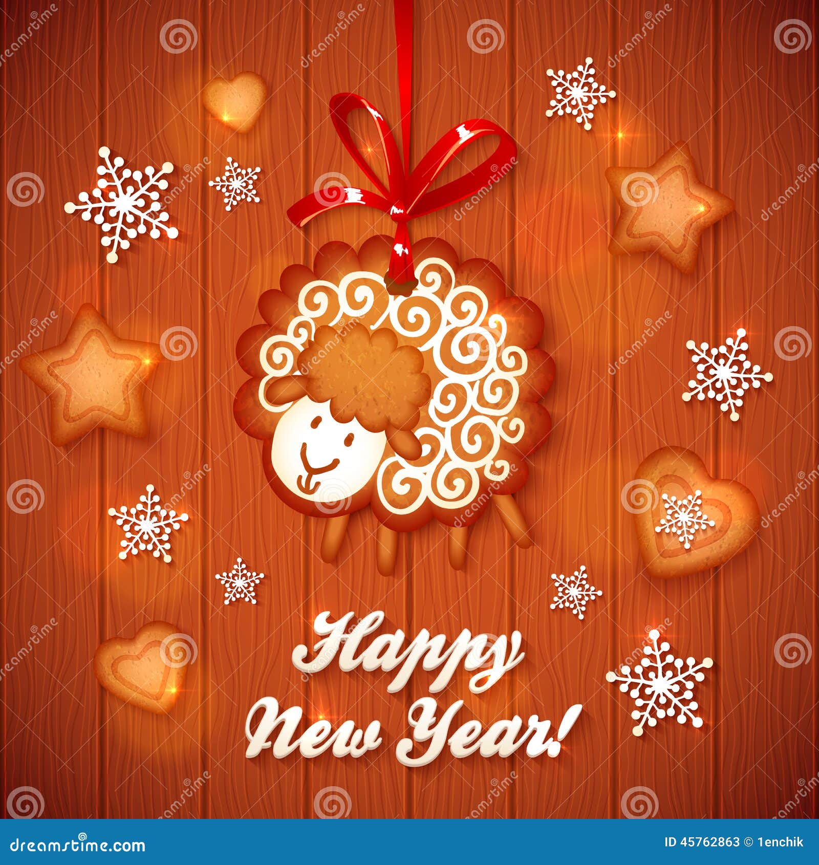 Sweet Gingerbread Cute Sheep Christmas Greeting Stock Vector ...