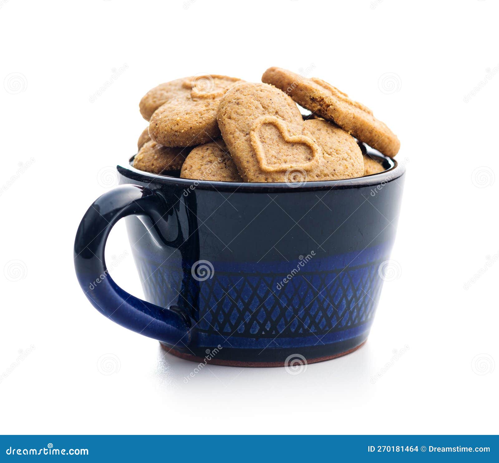 Sweet Gingerbread Hearts in Cup Isolated on White Background Stock ...