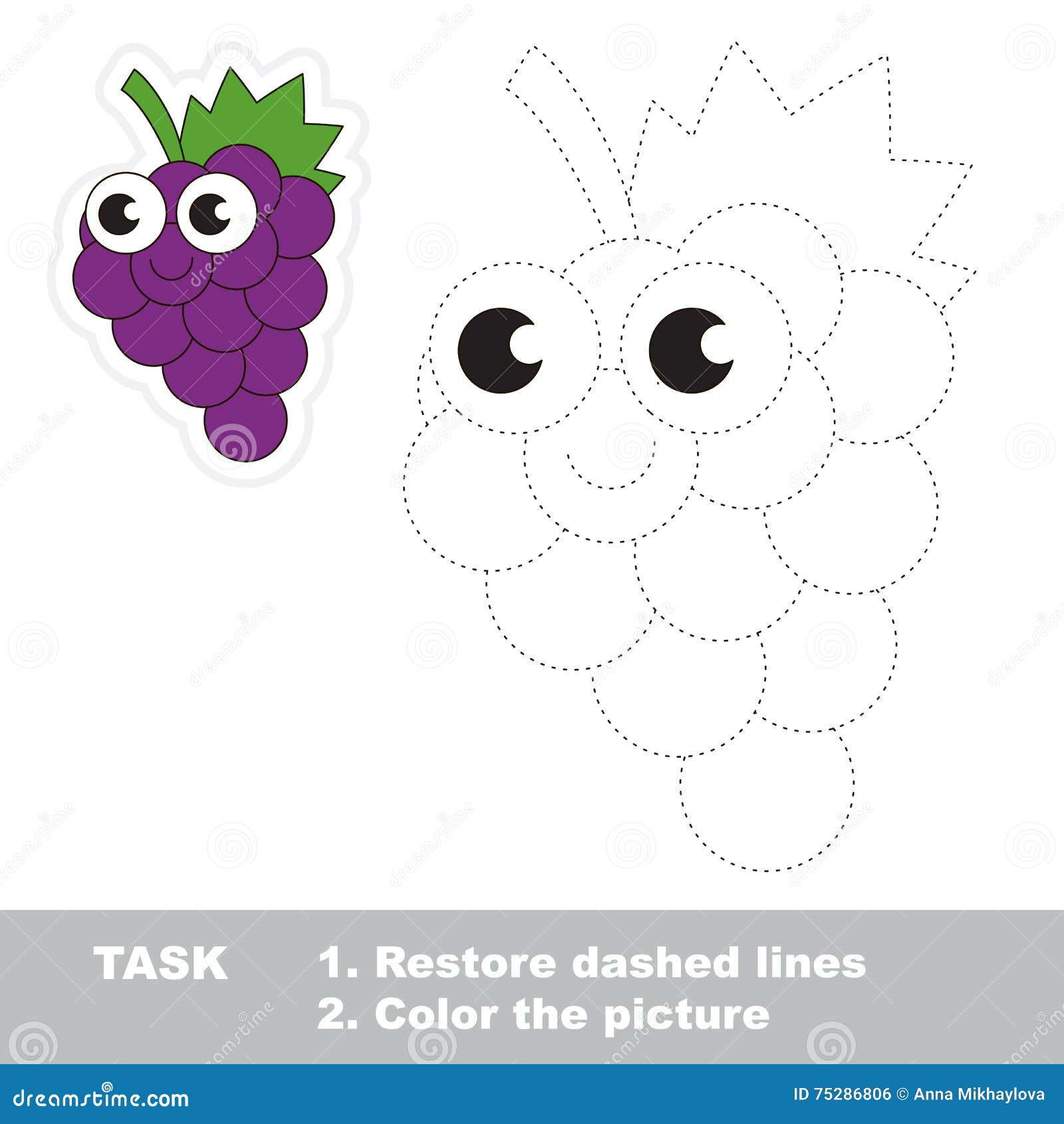 Sweet Grapes To Be Traced. Vector Trace Game. Stock Vector ...
