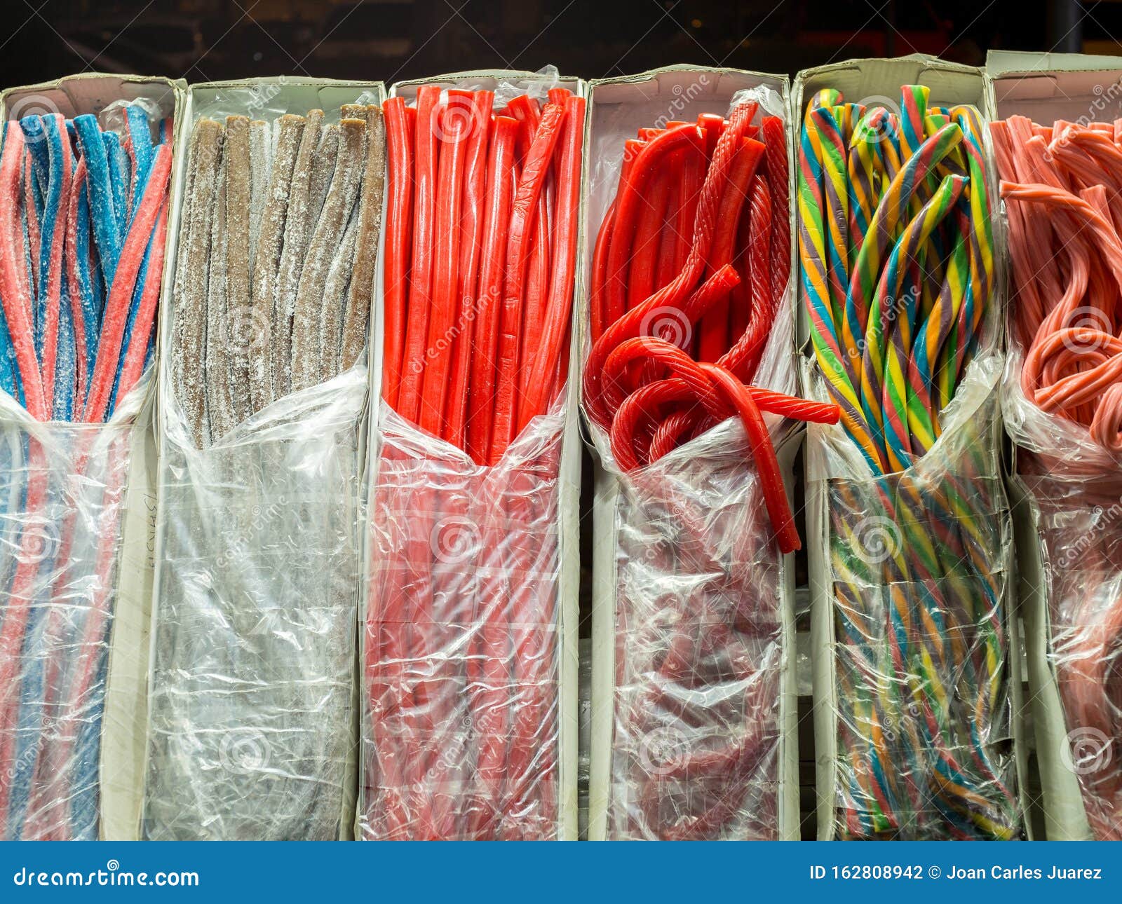 Sweet Gummy Sticks on a Funfair Stand Stock Photo - Image of dessert ...