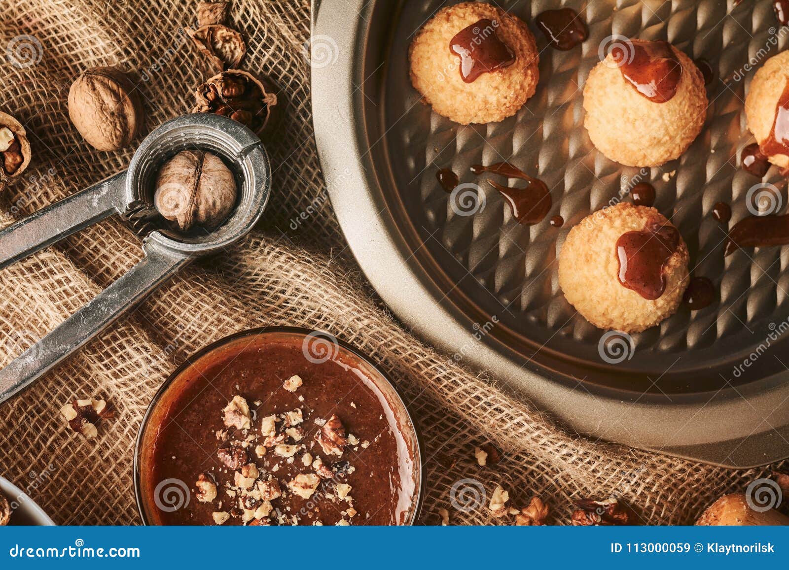 Handmade Cookies with Walnut on Craft Background Stock Image - Image of ...