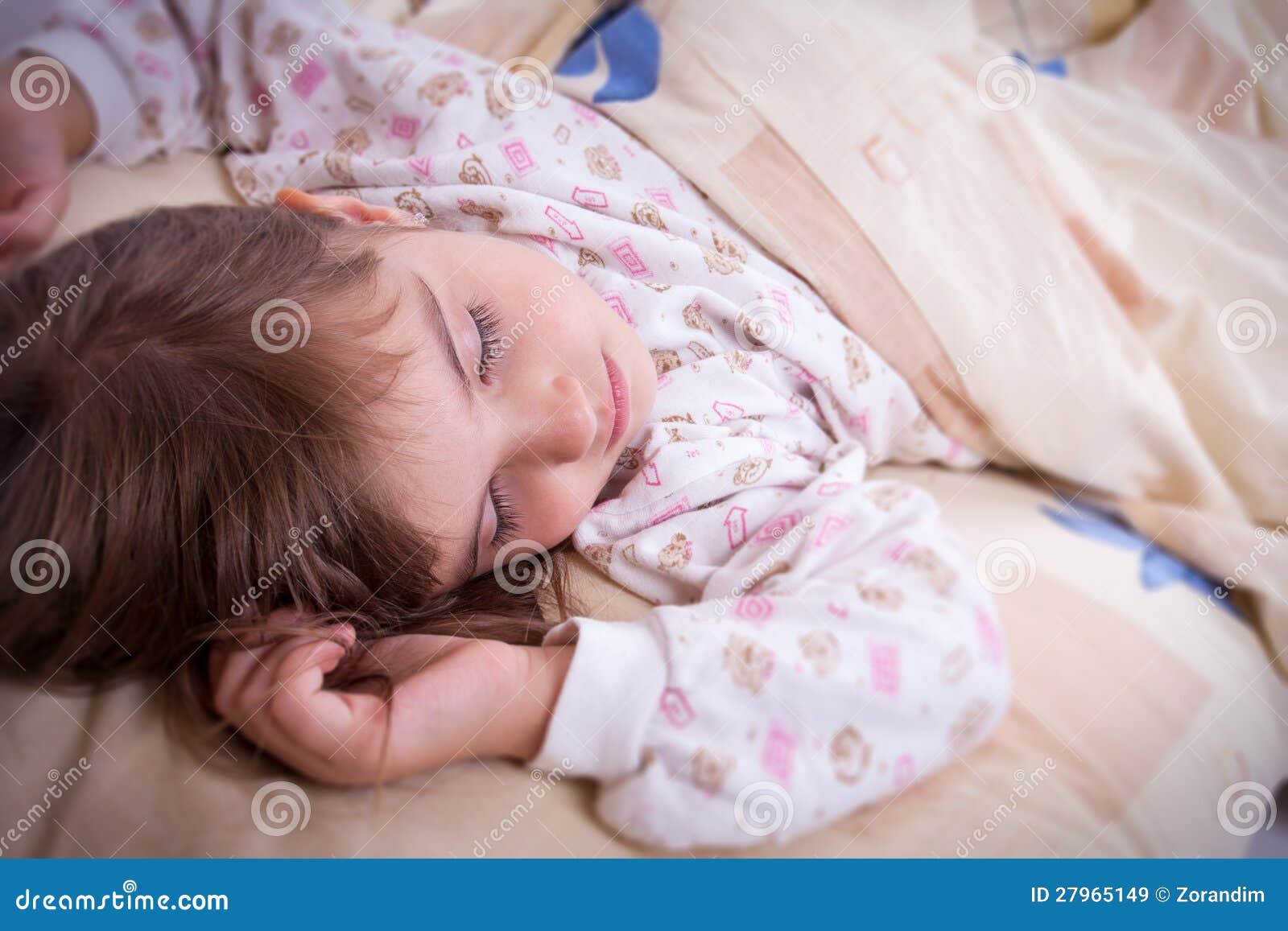 Sweet Happy Little Girl Sleeping Stock Image - Image of beauty, girl ...