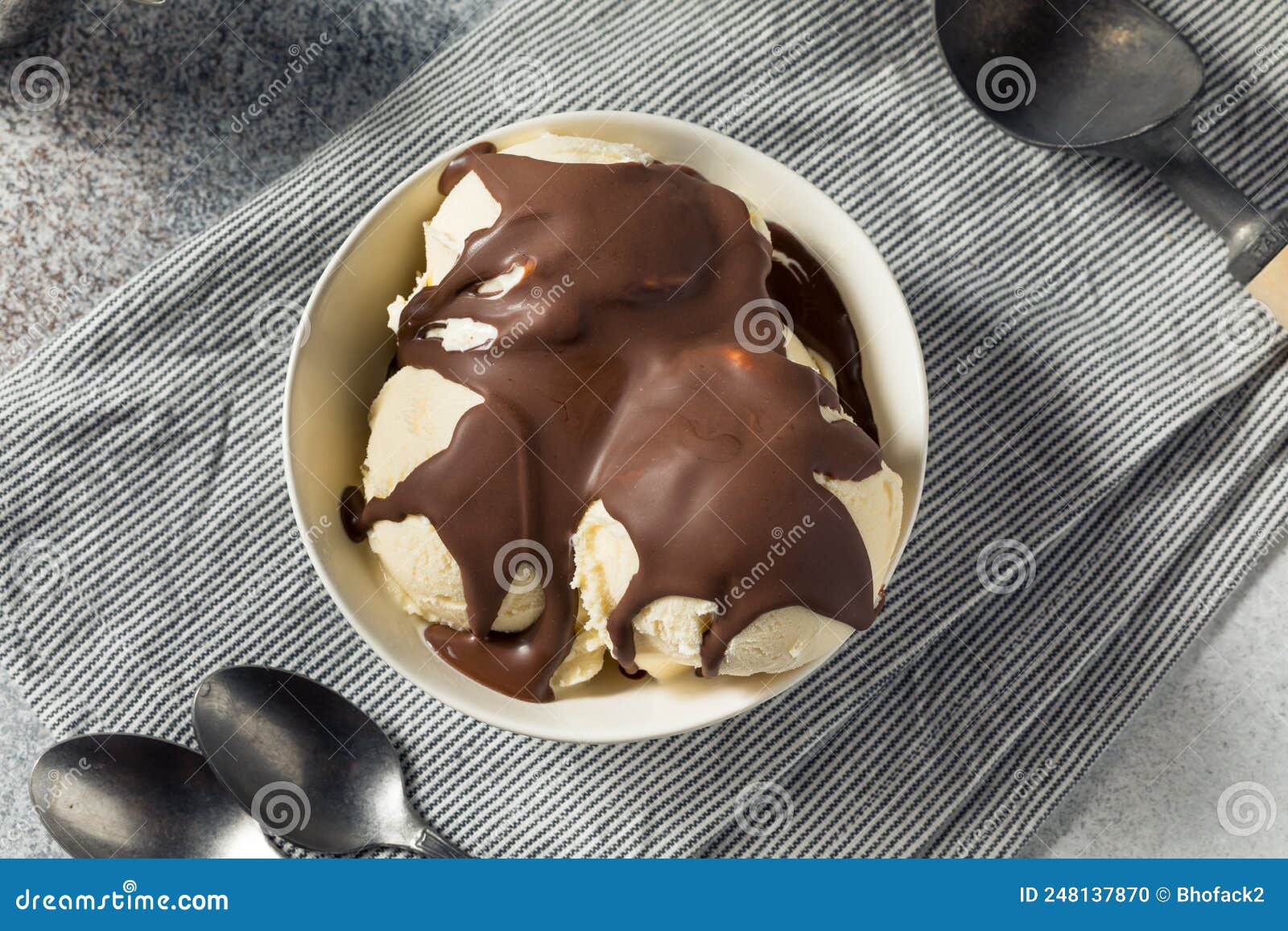 Sweet Hard Chocolate Shell Ice Cream Sundae Stock Photo - Image of ...