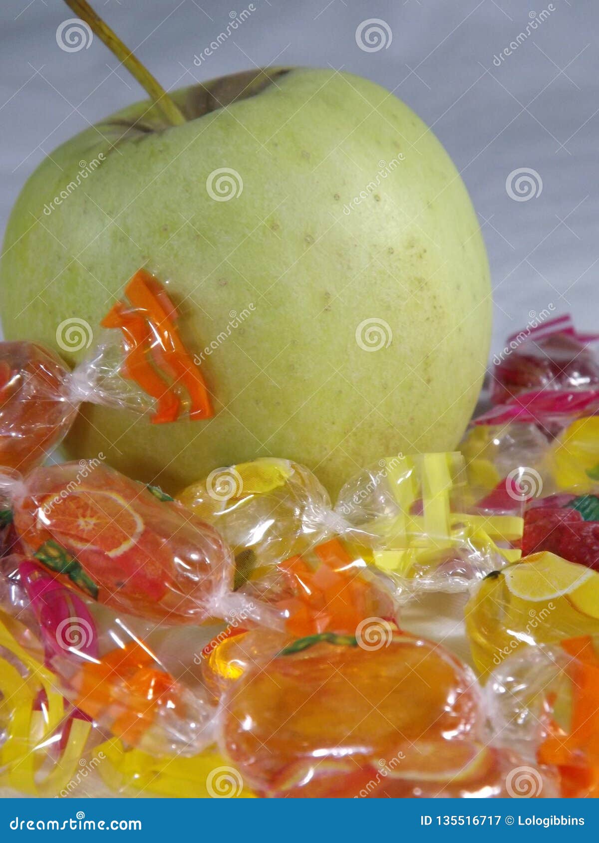 Sweet and Healthy Apple and Boiled Candies Stock Image - Image of ...