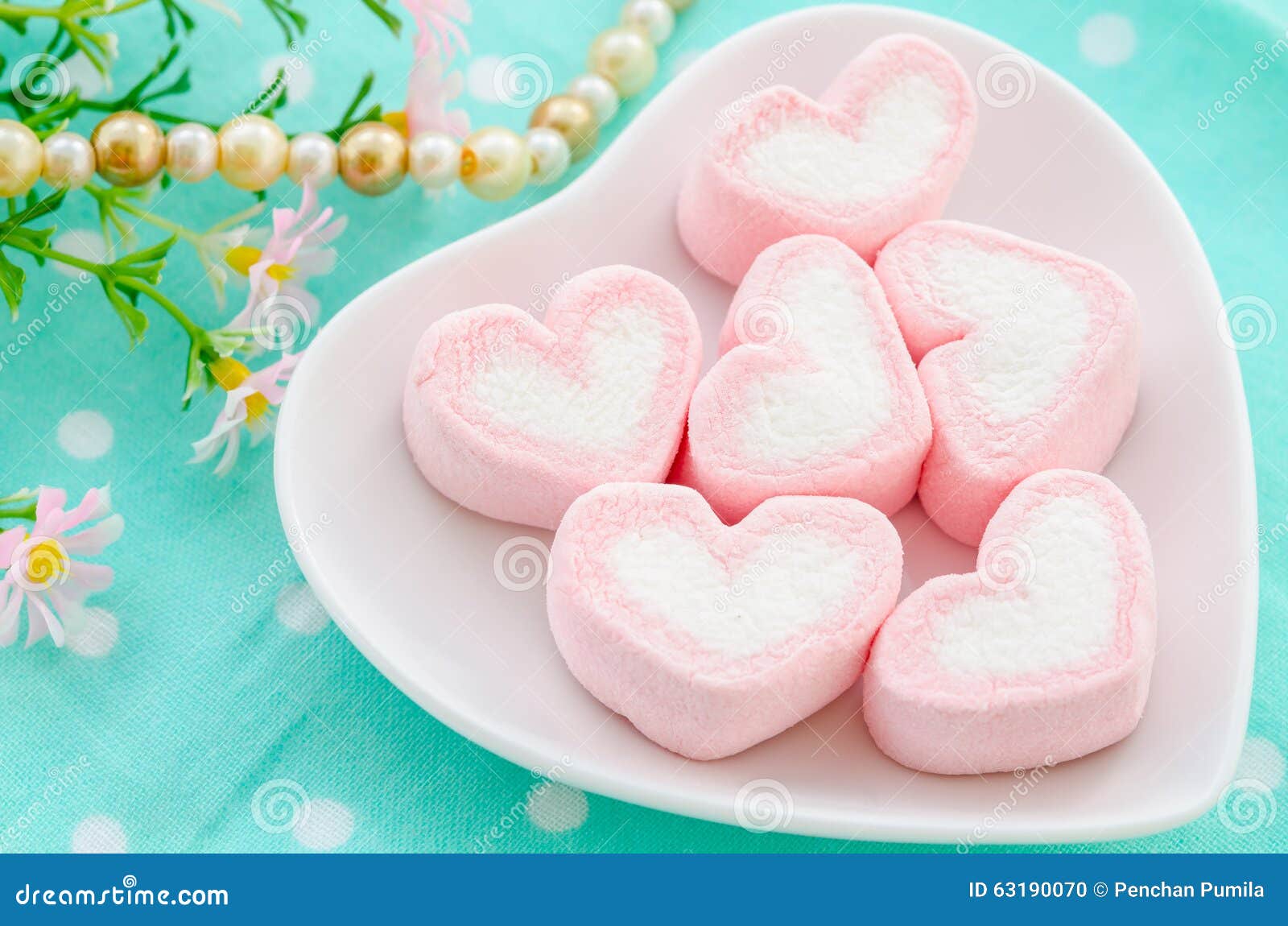 Sweet Heart Shape of Marshmallows. Stock Photo - Image of flower ...