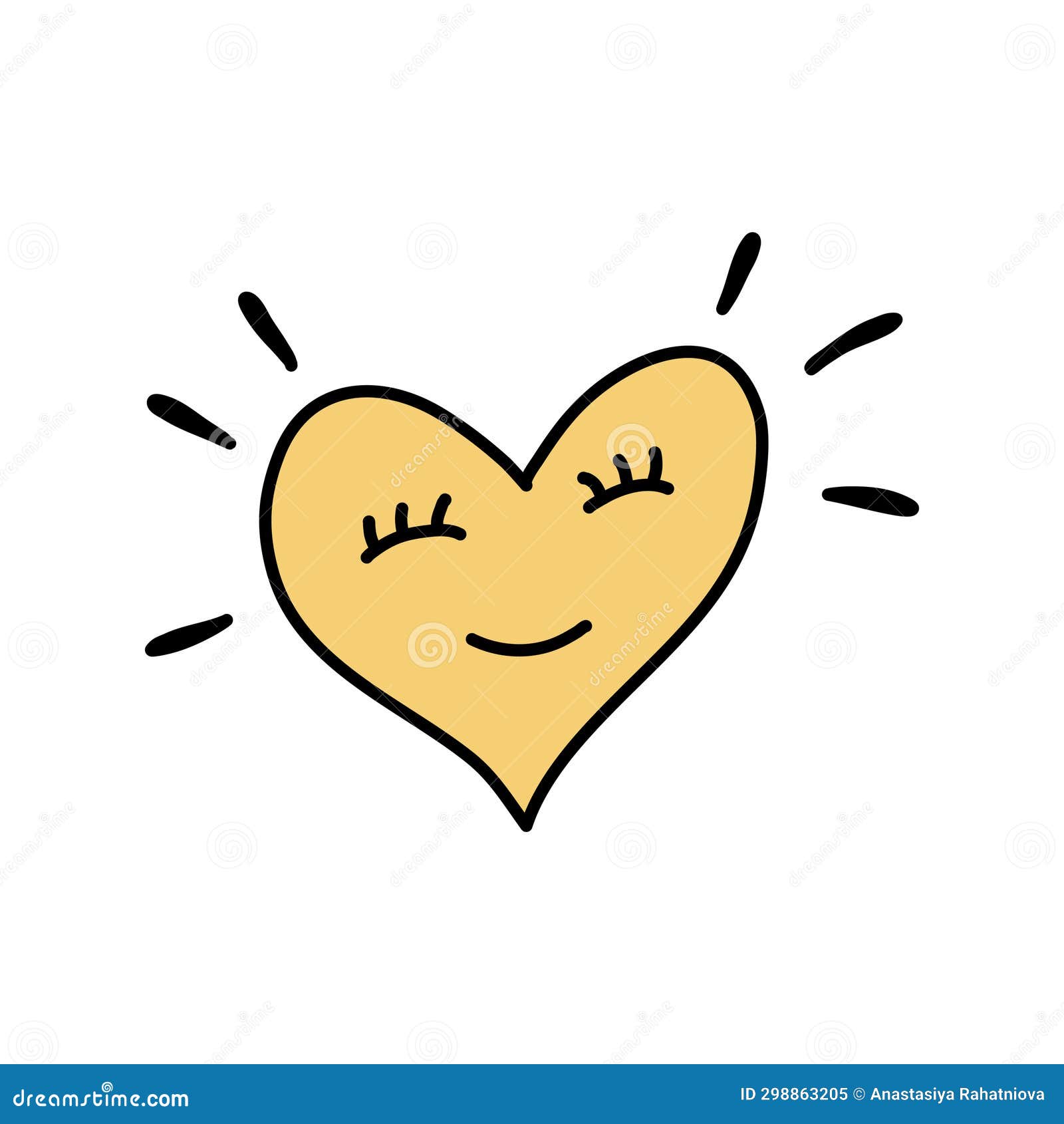 Sweet Heart Smiling Doodle Vector Illustration Stock Vector ...