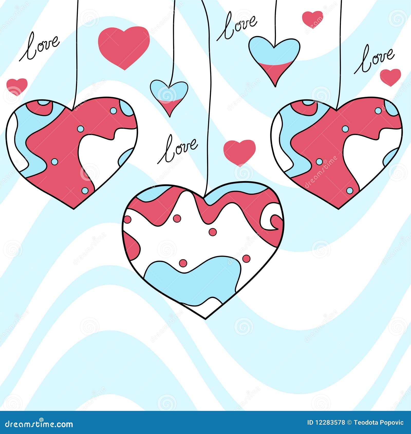 Sweet hearts stock vector. Illustration of drawing, wavy - 12283578