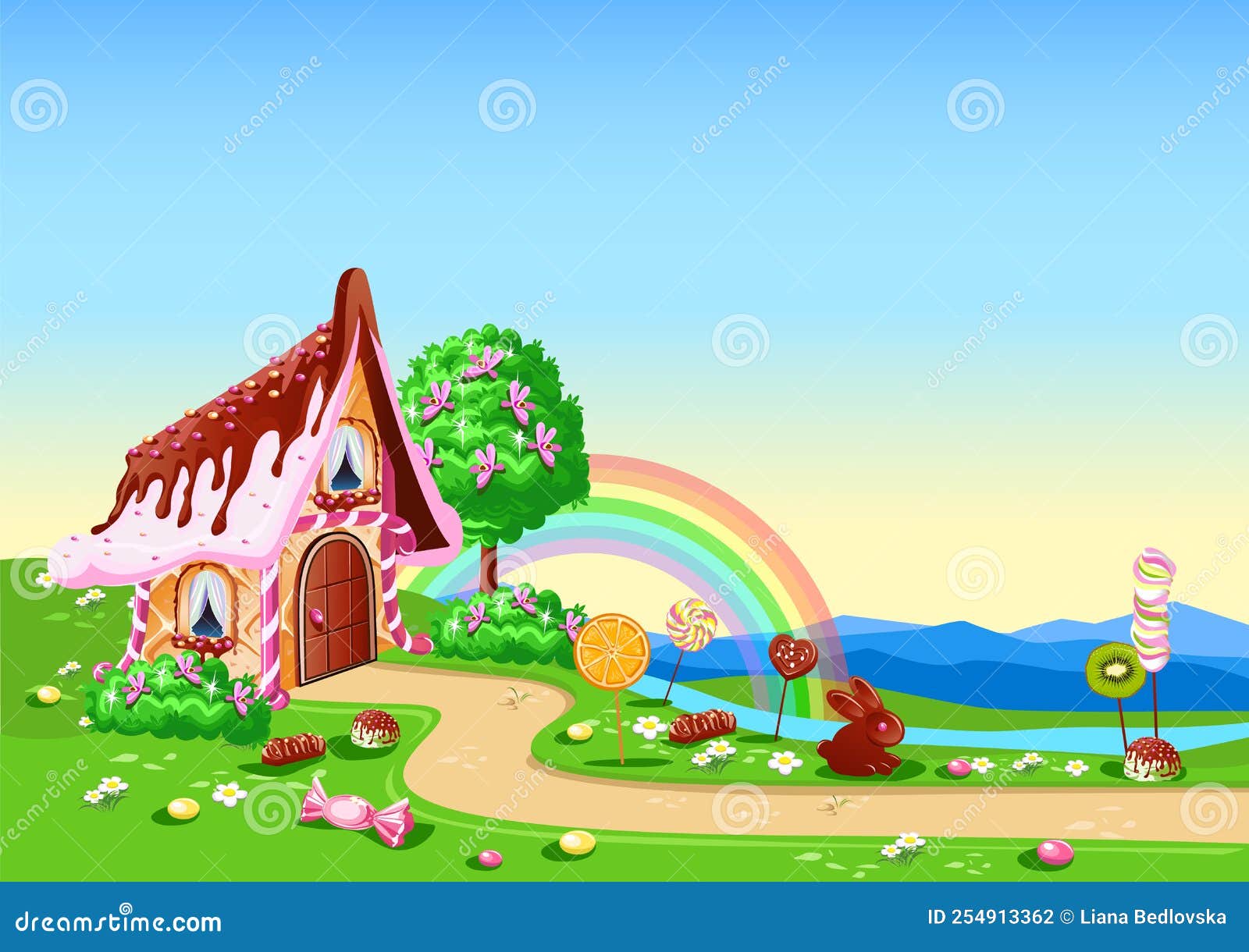 Sweet home in candy land stock vector. Illustration of gingerbread ...