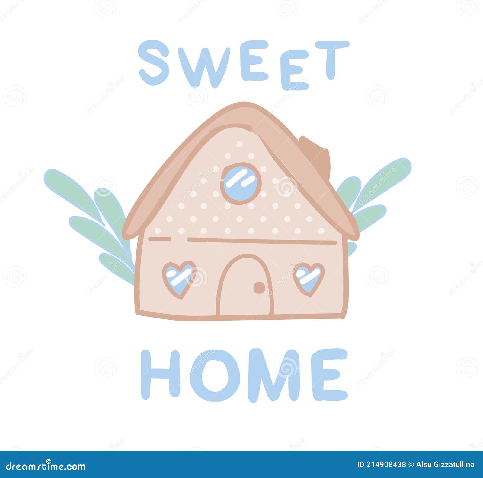 Sweet Home Happy Graphic Cartoon Vector Illustration Stock Vector ...